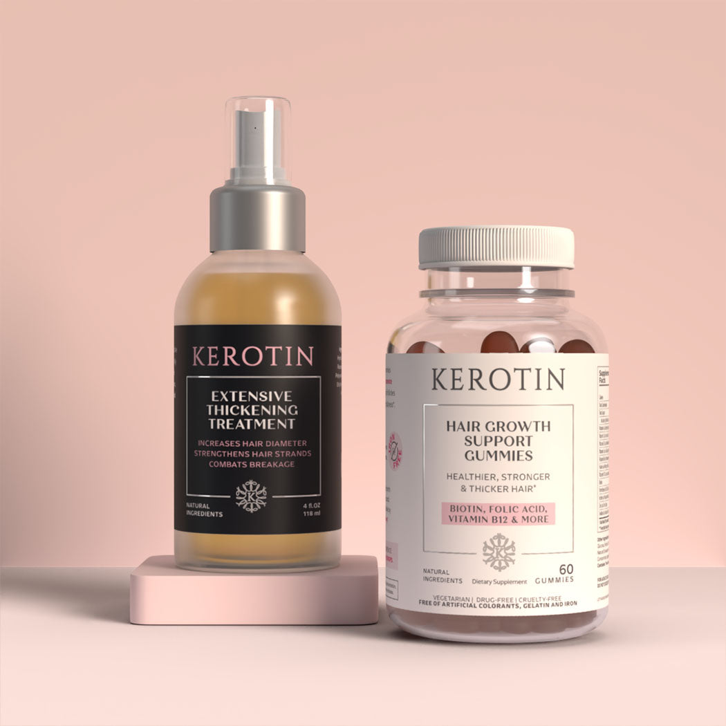 Hair Thickening Spray And Hair Health Biotin Gummy Kerotin